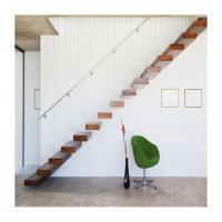 China Solid wood floating staircase u shaped stair wood tread stainless floating glas stairs for sale for sale