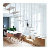 China Floating wood stair manufacturers high safty wooden stairs floating staircase for villa for sale