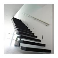 China Floating wood stair treads thick wood unique floating staircase for sale