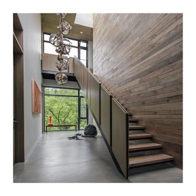 China Floating wood floors wooden stair stringers residential floating staircase for sale
