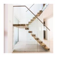 China Wood floating staircase design wooden stair treads custom floating staircase for sale