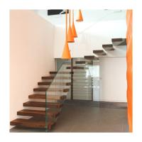 China Wood floating staircase design wooden stair treads custom floating staircase for sale
