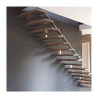 China Oak handrail floating stairs with wood tread folding aluminium floating stair for sale