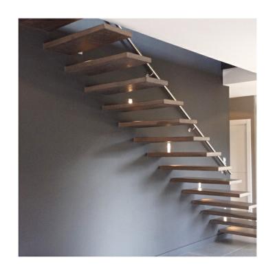 China Oak handrail floating stairs with wood tread folding aluminium floating stair for sale
