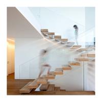 China Oak handrail floating stairs with wood tread folding aluminium floating stair for sale