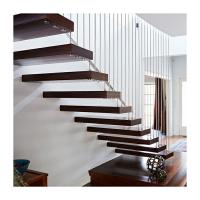 China Oakveneer floating staircase wooden staircse floating staircase outdoor for sale