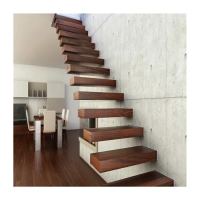 China Floating stair wood indoor wood staircase hot sale floating staircse for sale