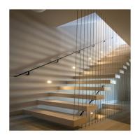 China Floating stair wood indoor wood staircase hot sale floating staircse for sale