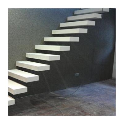 China Timber tread floating stairs perforated wood stair treads floating staircase with railings for sale