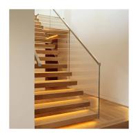 China Oak tread floating staircase nature wood steps stairs floating staircase parts for sale