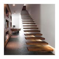 China Natural wood floating stairs with oak beech wood tread outdoor floating staircase for sale