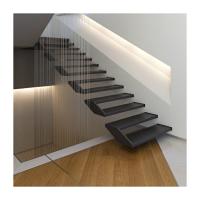 China Rubber wood tread floating staircase hardwood stair aluminium floating staircase for sale