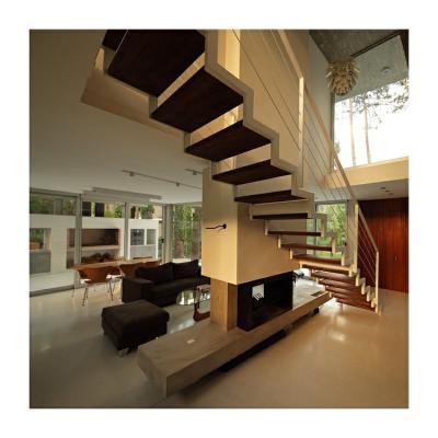 China Floating wood steps natural wood house floating staircase for sale