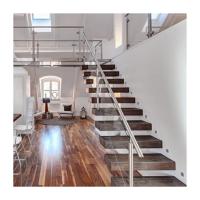China Oak wood tread floating stair cantilevered wood floating staircase prices for sale