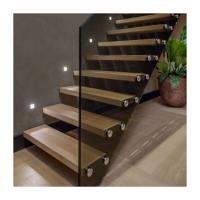 China Oak wood tread floating stair cantilevered wood floating staircase prices for sale