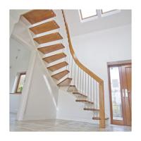 China Rubber wood floating stairs straignt wood staircase modern floating stair for sale