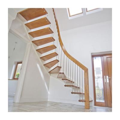 China Rubber wood floating stairs straignt wood staircase modern floating stair for sale