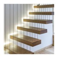 China Floating stairs with woodn steps factory price wood u shape floating staircase for sale