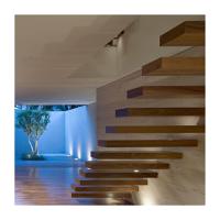 China Modern steel wood floating stairs wood timber stairs interior floating stringer staircas for sale
