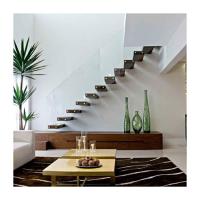 China Floating acacia wood treads stairs wood chair stairs customized floating staircase for sale