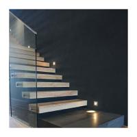 China Glass wood floating stairs indoor wooden tread staircase floating hidden stringer stairs for sale