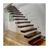 China Glass and wood floating stairs wood timber floating prefab staircase for sale