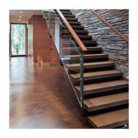 China Modern wood glass floating staircase with wooden treads diy floating staircase for sale