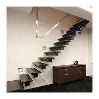China Modern wood glass floating staircase with wooden treads diy floating staircase for sale