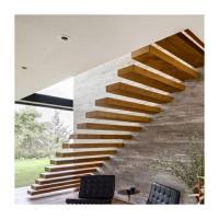 China Design wooden tread floating staircase wood timber staircases child proof floating stairs for sale