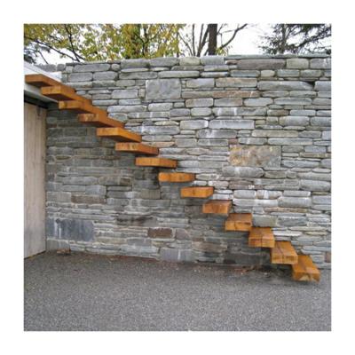 China Wooden floating straight staircase teak wooden bespoke floating staircase for sale