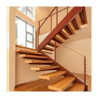 China Wooden floating straight staircase teak wooden bespoke floating staircase for sale