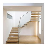China Wooden floating straight staircase teak wooden bespoke floating staircase for sale