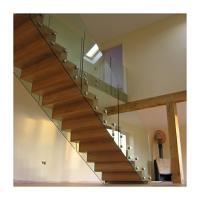 China Glass wooden floating staircase wooden tread floating staircase cost uk for sale