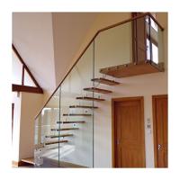 China Wood box tread floating staircase wood flating staircase floating deck stair landing for sale