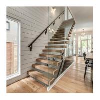 China Wooden floating indoor staircase wood cantilever staircase rustic floating stairs for sale