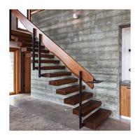 China Wooden floating indoor staircase wood cantilever staircase rustic floating stairs for sale