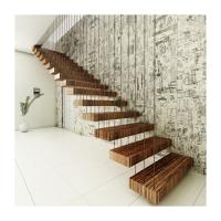 China Wooden floating stairs residential wooden designs floating staircase diy for sale
