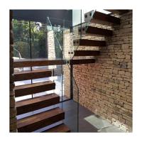 China Wooden floating stairs residential wooden designs floating staircase diy for sale
