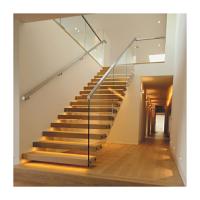 China Soolid wood tread floating staircase solid wood nosing floating stair kits for sale