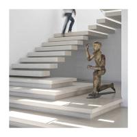 China Wood steps floating stairs wooden tread stair floating staircases for sale