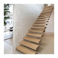 China Wood steps floating stairs wooden tread stair floating staircases for sale