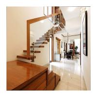 China Wood straight floating stairs rubber wooden steps staircase floating stair treads for sale for sale