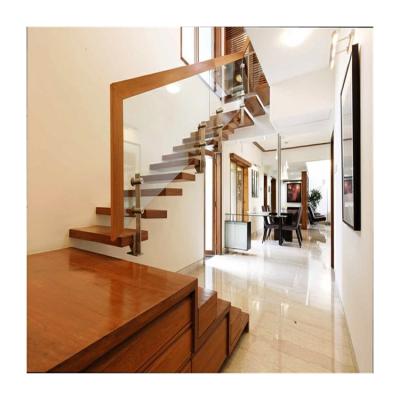 China Wood straight floating stairs rubber wooden steps staircase floating stair treads for sale for sale