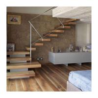 China Wood straight floating stairs rubber wooden steps staircase floating stair treads for sale for sale