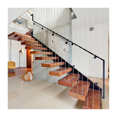 China Oak wood tread floating stairs outdoor wood steps floating stairs nz for sale