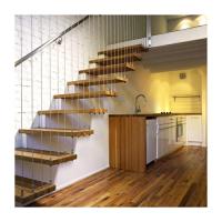 China Oak wood tread floating stairs outdoor wood steps floating stairs nz for sale