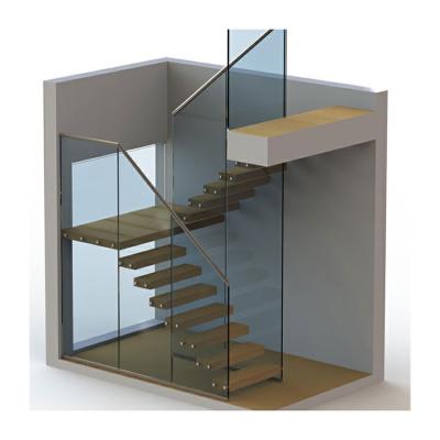 China Steel wood straight floating stairs wood suspension winding staircase stone floating stairs for sale
