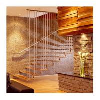 China Buy floating wood staircase non stringer wooden floating stair parts for sale