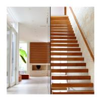 China Wood tread floating staircases rubber wood staircase remodel floating stairs for sale