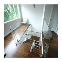 China Wood tread floating staircases rubber wood staircase remodel floating stairs for sale